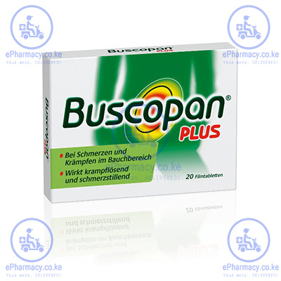 BUSCOPAN PLUS | PARACETAMOL | HYOSCINE | PAIN - 20 TABS - ePharmacy Kenya