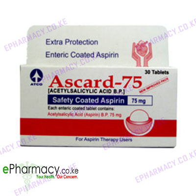 ASCARD 75MG | ENTERIC COATED ASPIRIN 75 - 30 TABS - ePharmacy Kenya