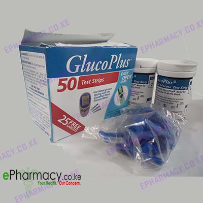 GLUCOPLUS BLOOD GLUCOSE MONITORING STRIPS - 50 - ePharmacy Kenya